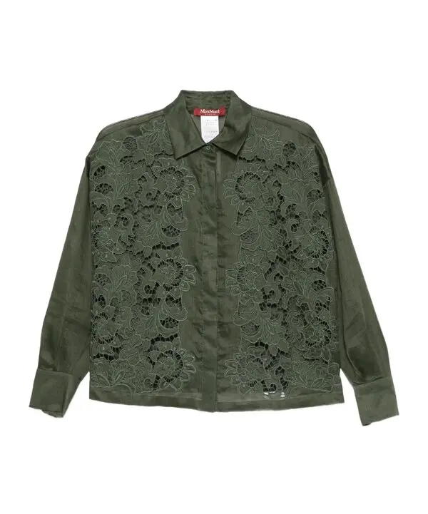 Max Mara Cali Embroidered Long-sleeve Shirt - Green