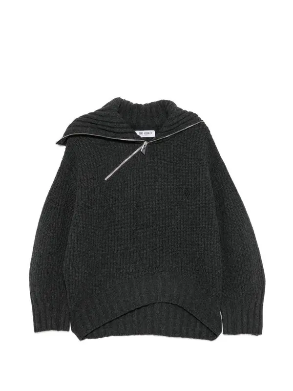 Attico The Zip-collar Knitted Sweater - Gray