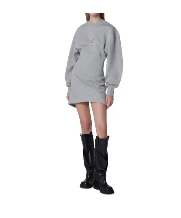 Attico Melange Cotton Jersey Mini Dress - Grey