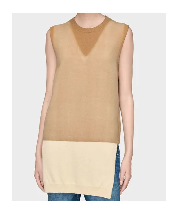 MAISON MARGIELA Fused Knitted Vest - Light Brown