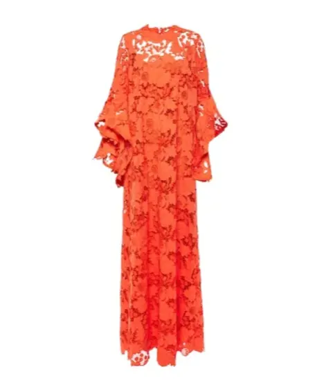 Oscar De La Renta Floral Lace Kaftan - Orange