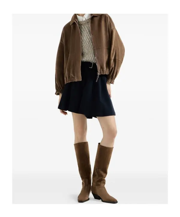 Brunello Cucinelli Chiné Net Sweater In Silk And Linen - Nude