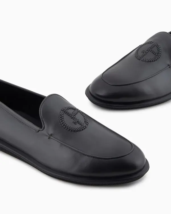 Giorgio Armani Almond Toe Slip-on Loafers