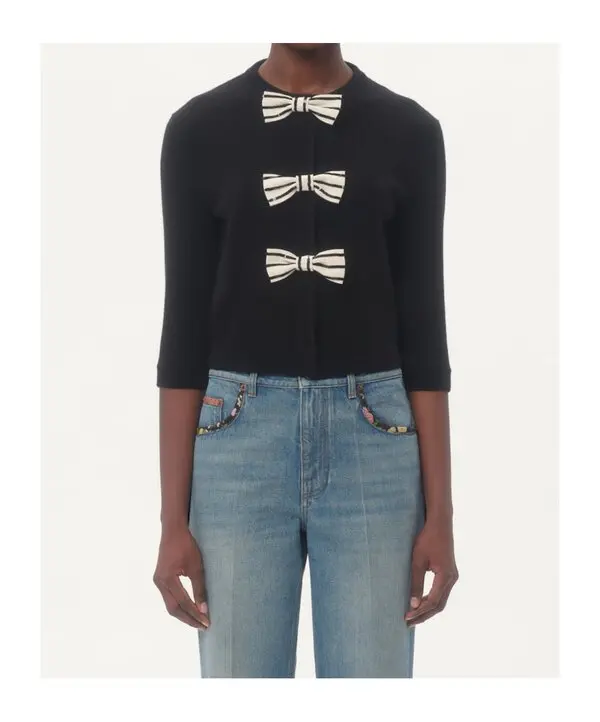 Valentino Garavani Bow Detailed Crewneck Cardigan