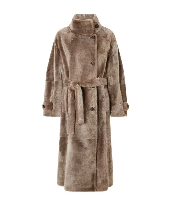 Brunello Cucinelli Belted Shearling Coat