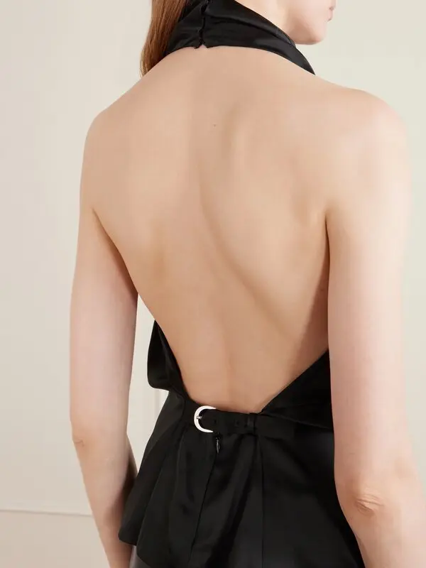 Khaite Halterneck Top With High Neck And Open Back - Black