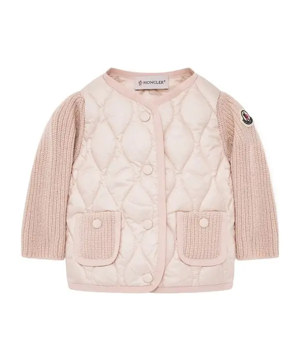 Moncler Wool Cashmere Down Cardigan - Pink