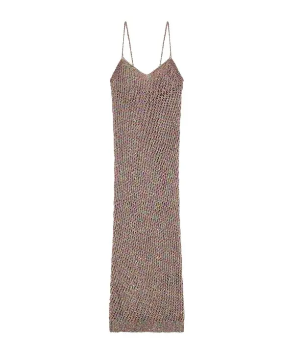 LANEUS Sequin Embellished Spaghetti Strap Maxi Dress - Multicolor