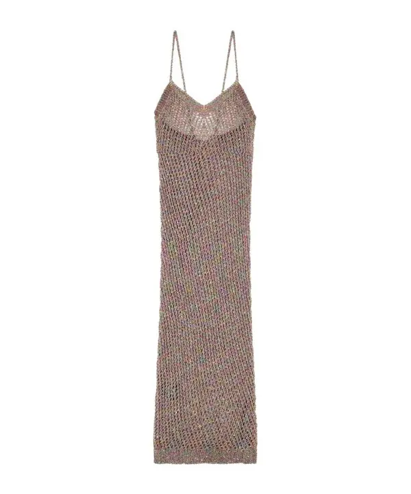 LANEUS Sequin Embellished Spaghetti Strap Maxi Dress