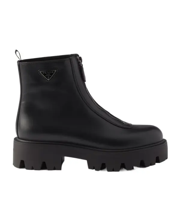 Prada Leather Zipper Booties