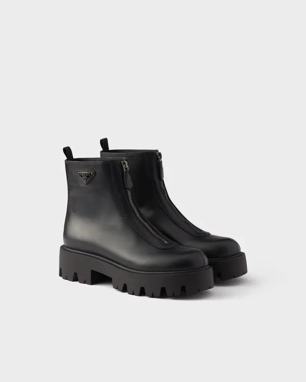 Prada Leather Zipper Booties