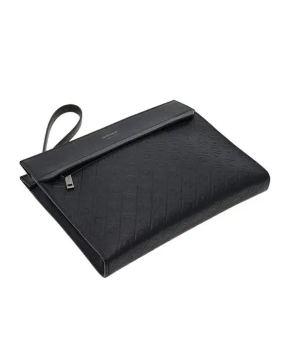 FERRAGAMO Embossed Monogram Wristlet Bag