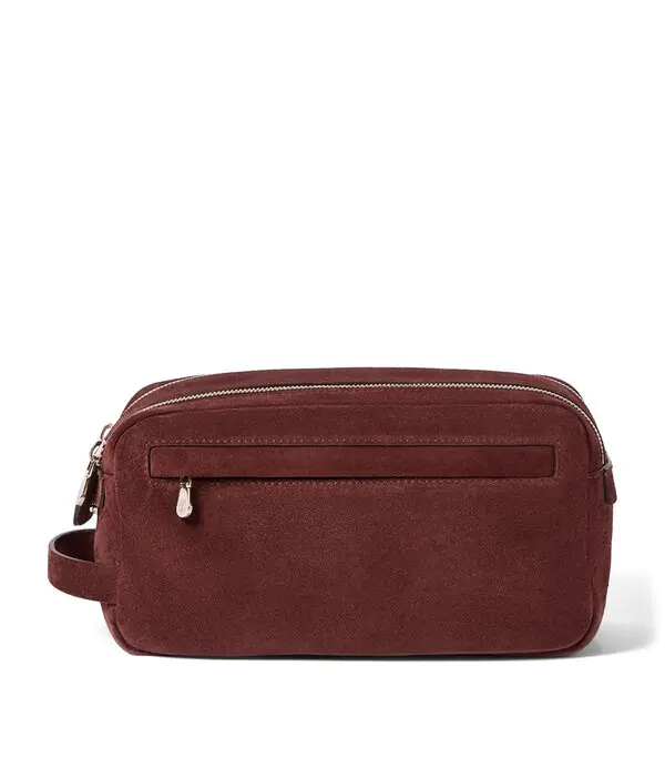 Brunello Cucinelli Suede Zipped Wash Bag - Purple