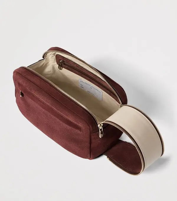 Brunello Cucinelli Suede Zipped Wash Bag