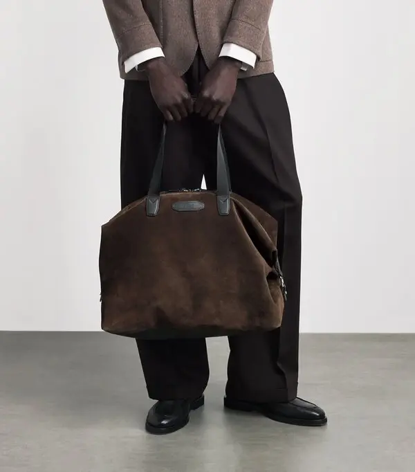 Brioni Cashmere Suede Via Veneto Duffle Bag - Brown