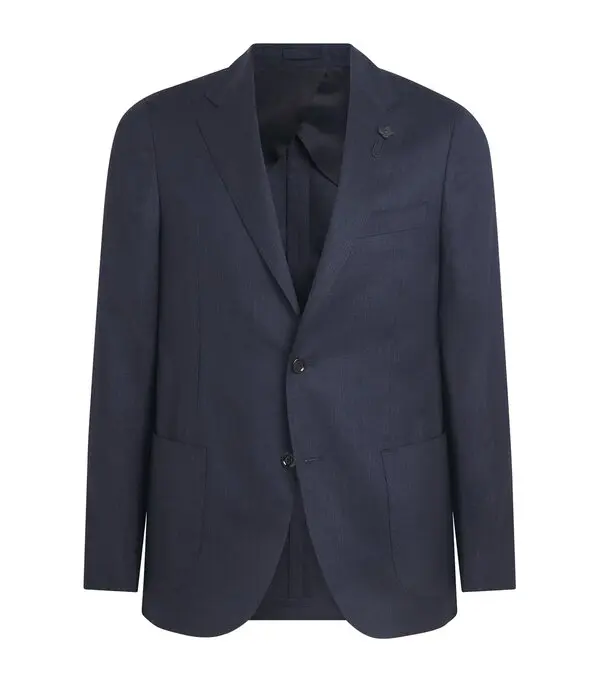 LARDINI Virgin Wool-blend Blazer - Navy