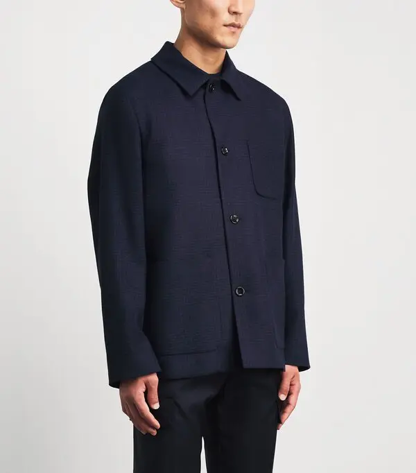 LARDINI Wool-cashmere Check Chore Jacket