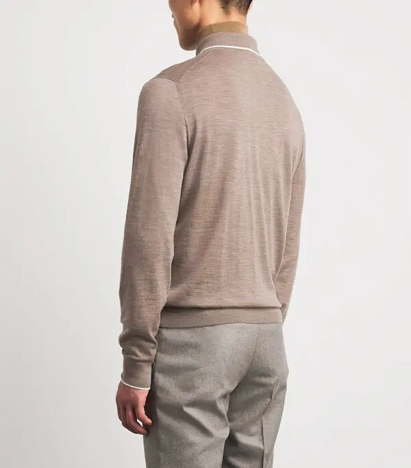 FIORONI CASHMERE Virgin Wool Long-sleeve Polo Shirt