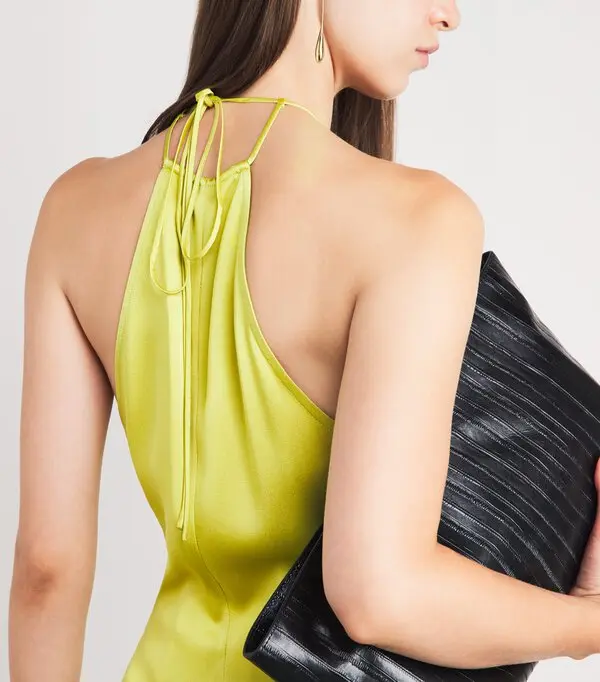 Victoria Beckham Satin Halterneck Midi Dress - Yellow