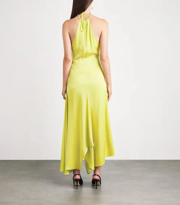 Victoria Beckham Satin Halterneck Midi Dress - Yellow