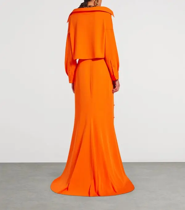 Balenciaga Maxi Shirt Dress With Asymmetrical Wrap And Leg Slit