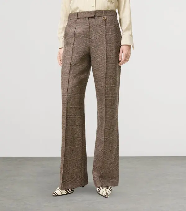 Burberry Wool-linen-blend Check Trousers