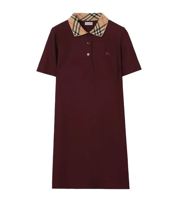Burberry Cotton Check-collar Polo Shirt Mini Dress - Red