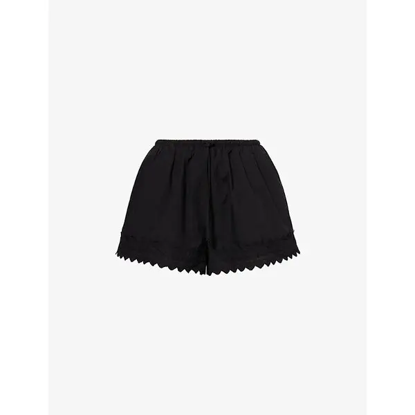 Dissh Annabel Cotton-blend Lace-hem Shorts - Black