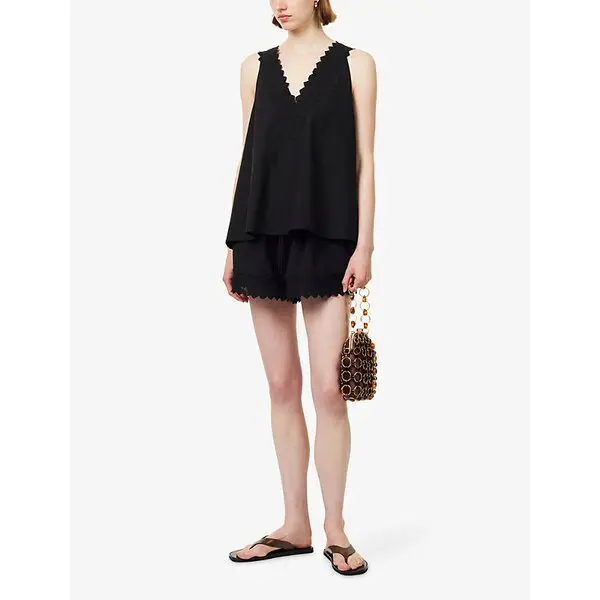 Dissh Annabel Cotton-blend Lace-hem Shorts