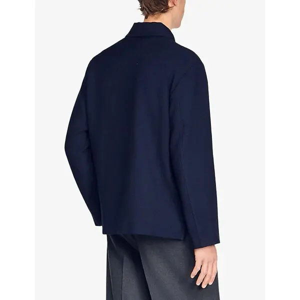 Sandro Buttoned Long-sleeve Wool Worker Jacket