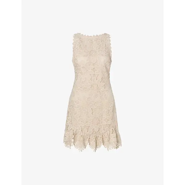MALINA Miranda Sleeveless Lace Mini Dress - Sand