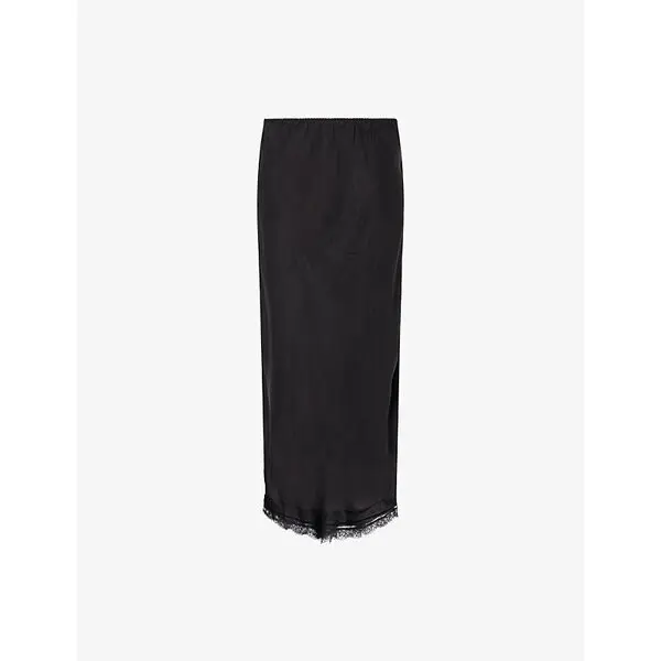Dissh Andrea Lace-trim Woven Midi Skirt - Black