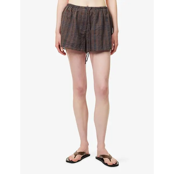 Dissh Petra Check Cotton-blend Mini Shorts