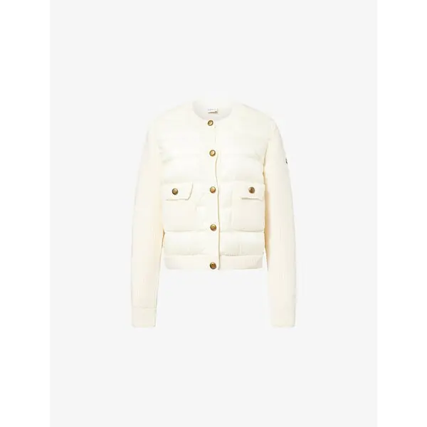 Moncler Quilted And Cotton-knit Cardigan - Cream