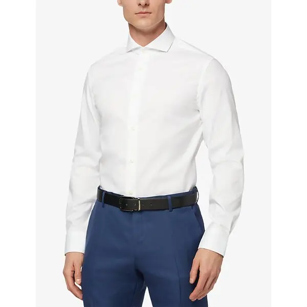 Boggi Milano Slim-fit Long-sleeved Stretch-cotton Shirt