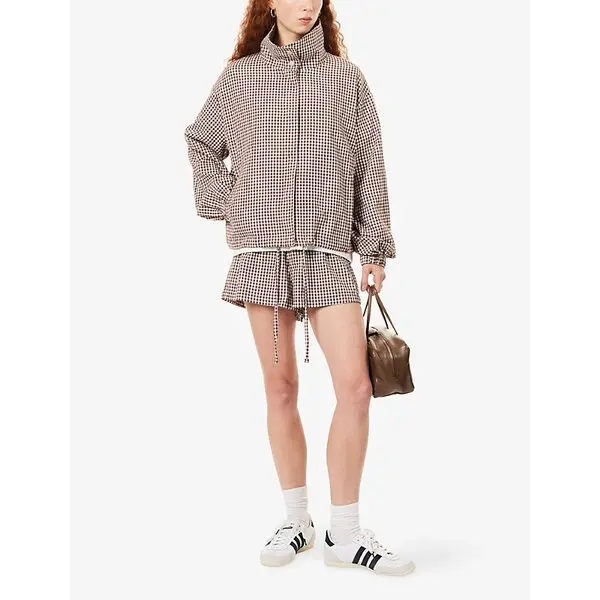 RU & ROCKA Gingham-print Cotton Jacket