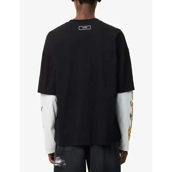 Amiri Burnt Out Layered-sleeve Cotton-jersey T-shirt