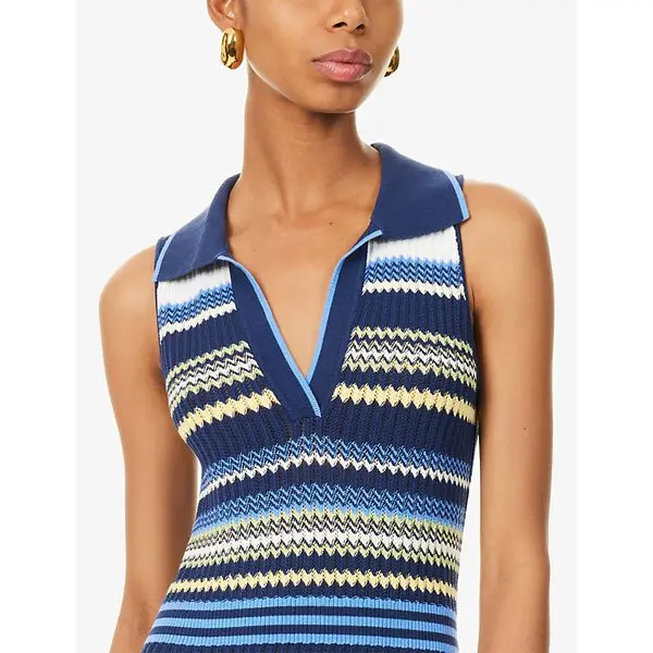 Simkhai Kerrin Collared Cotton-knit Midi Dress