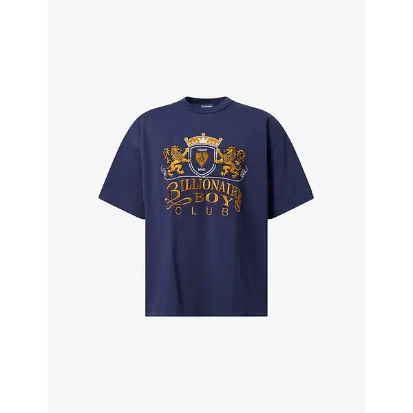 BILLIONAIRE BOYS CLUB Embroidered Crest Logo Cotton-jersey T-shirt - Navy