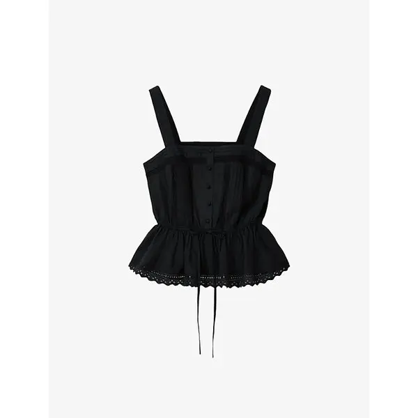 ALLSAINTS Gwen Square-neck Cotton Top - Black