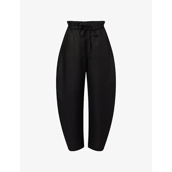 Dissh Blaise Paperbag Linen Trousers - Black