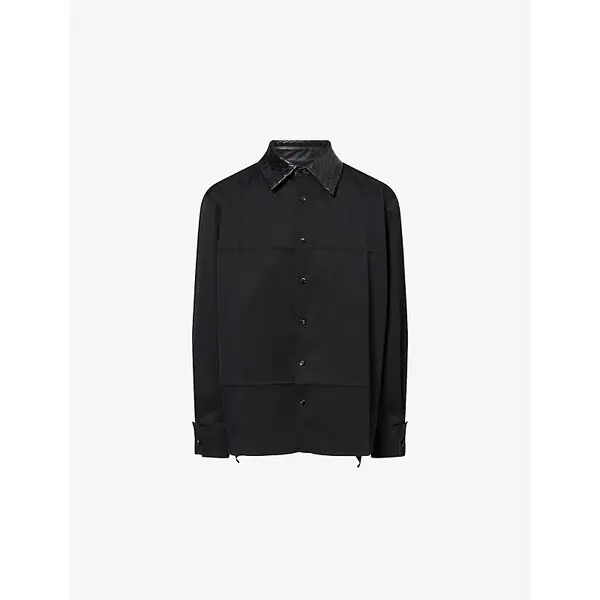 Bottega Veneta Intrecciato-collared Wool Shirt - Double Black