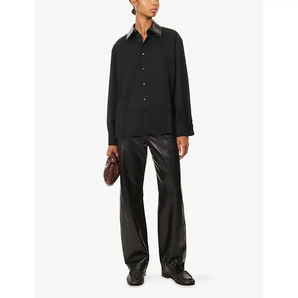 Bottega Veneta Intrecciato-collared Wool Shirt