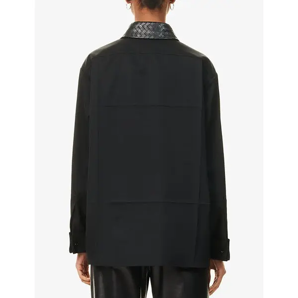 Bottega Veneta Intrecciato-collared Wool Shirt