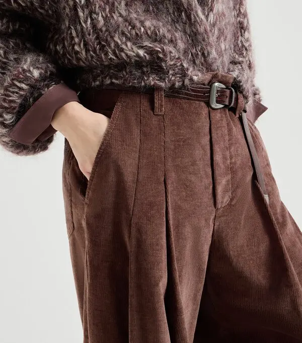 Brunello Cucinelli Wide Leg Corduroy Trousers - Brown