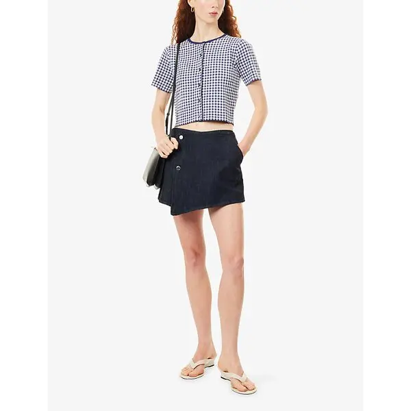 Good American Keepsake Gingham-print Woven Cardigan
