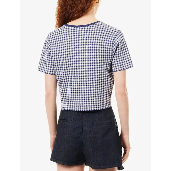 Good American Keepsake Gingham-print Woven Cardigan