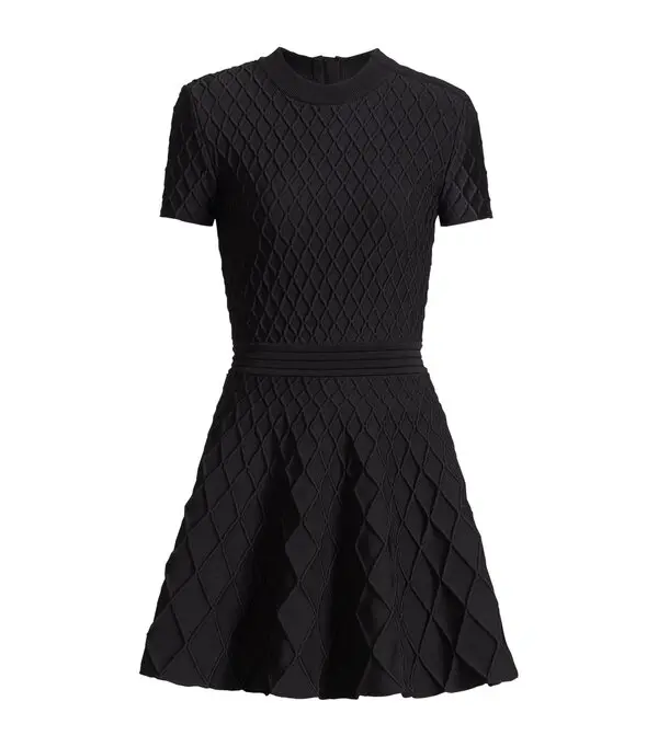 Balmain Geometric Knit Flared Mini Dress