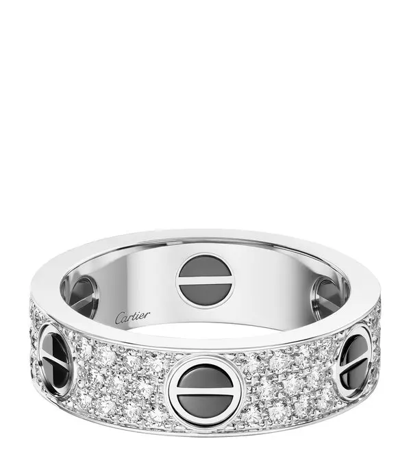 Cartier 18 Karat Gold, Diamond And Ceramic Ring - White