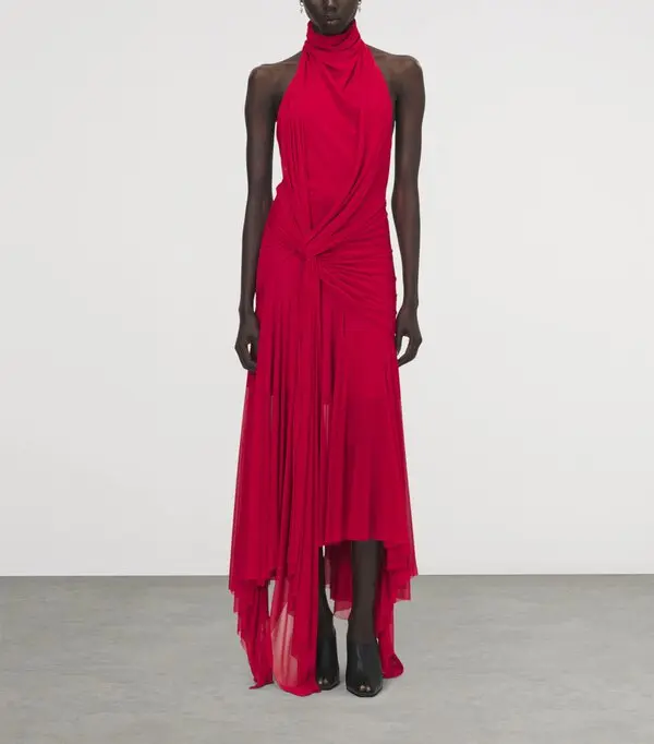 Alexander McQueen Asymmetric Draped Maxi Dress